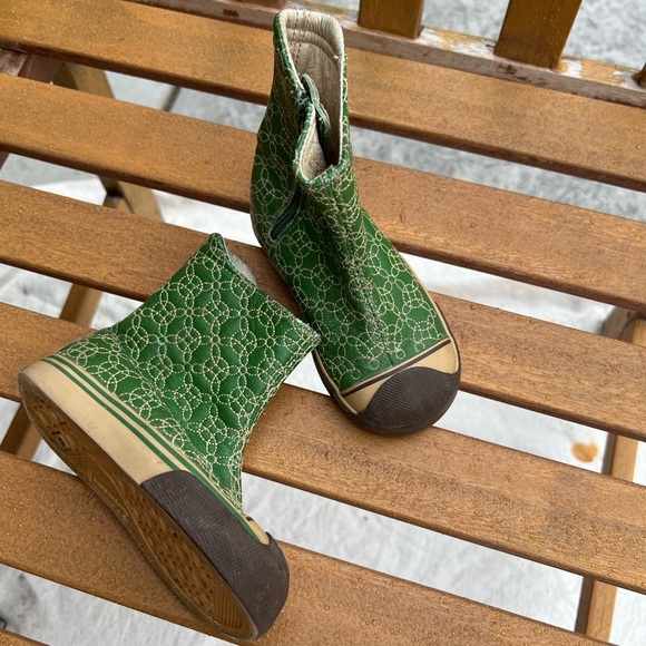 Morgan & Milo | Shoes | Morgan Milo Boots 7c Green Floral Leather ...
